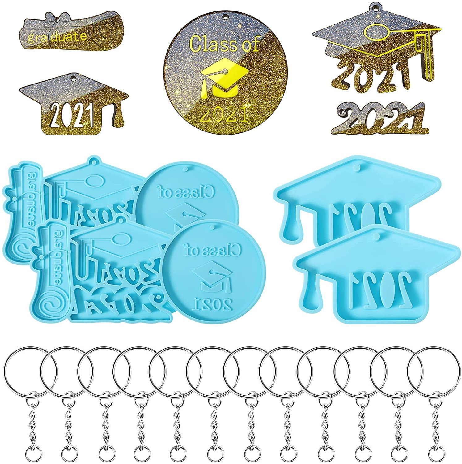 Resin Craft Molds 2021 Graduation Cap Keychain Molds Epoxy Resin Mold ...