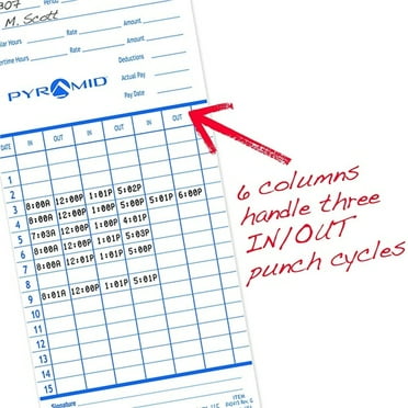 Pyramid Time Time Cards for 2600, 2650 Time Recorder, Double Sided ...
