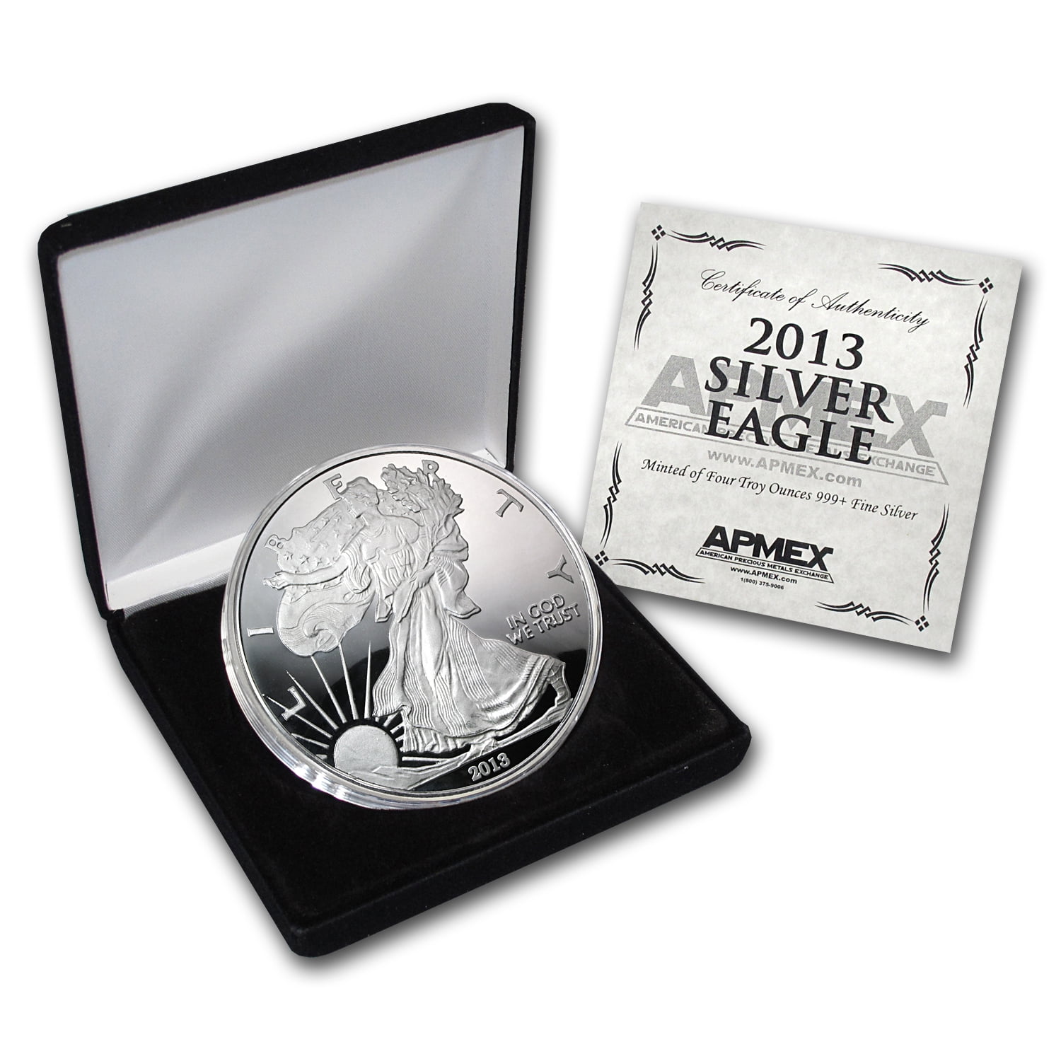 4 oz Silver Round - 2013 Silver Eagle (w/Box & COA) - Walmart.com