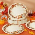 QIHE-Fall Oval Paper Plates Large 9" X 11" Watercolor Pumpkins Leaves ...