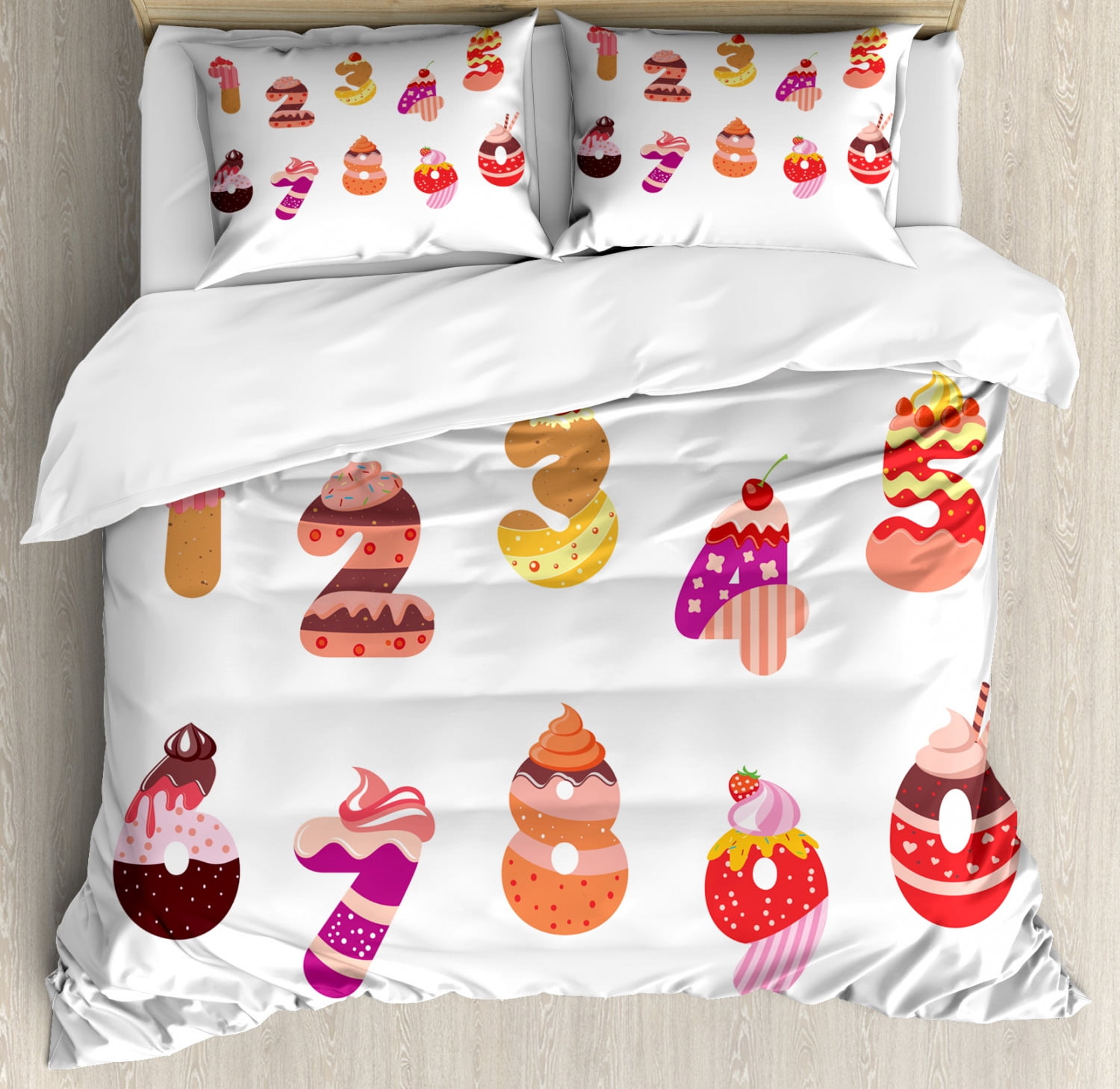 Number King Size Duvet Cover Set, Cupcake Cookies Candies Shaped ...
