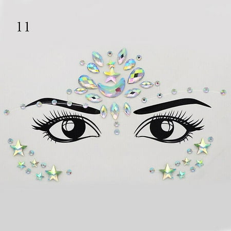 Face Gems Adhesive Glitter Jewel Tattoo Sticker Festival Rave Party ...