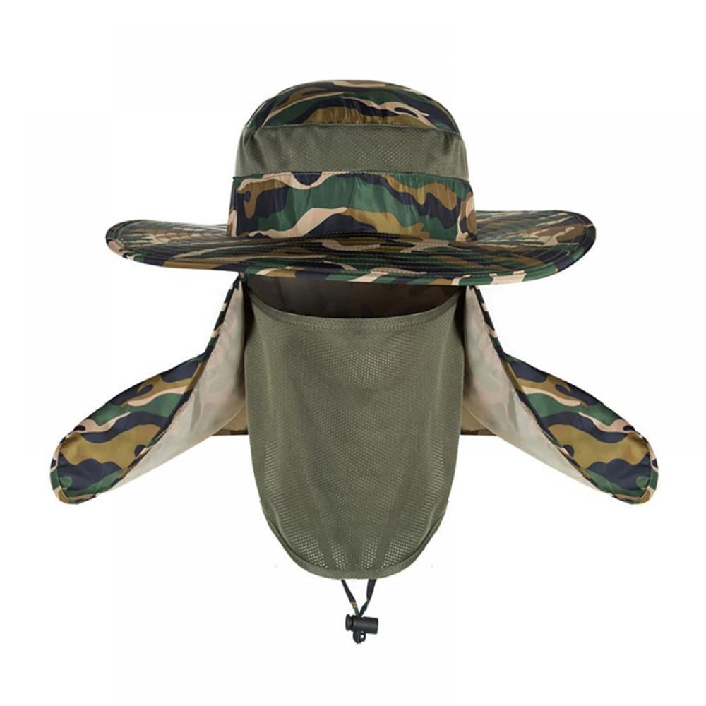 Outdoor UV Sun Protection Wide Brim Fishing Cap with Removable Flap ...