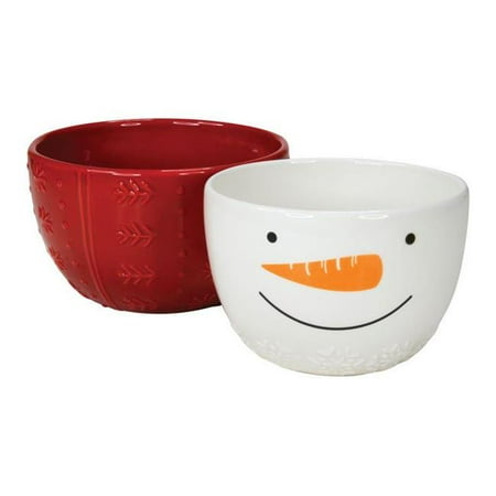 Hallmark 9469867 6 x 6 in. Snowman Stackable Bowl Set Red & White ...