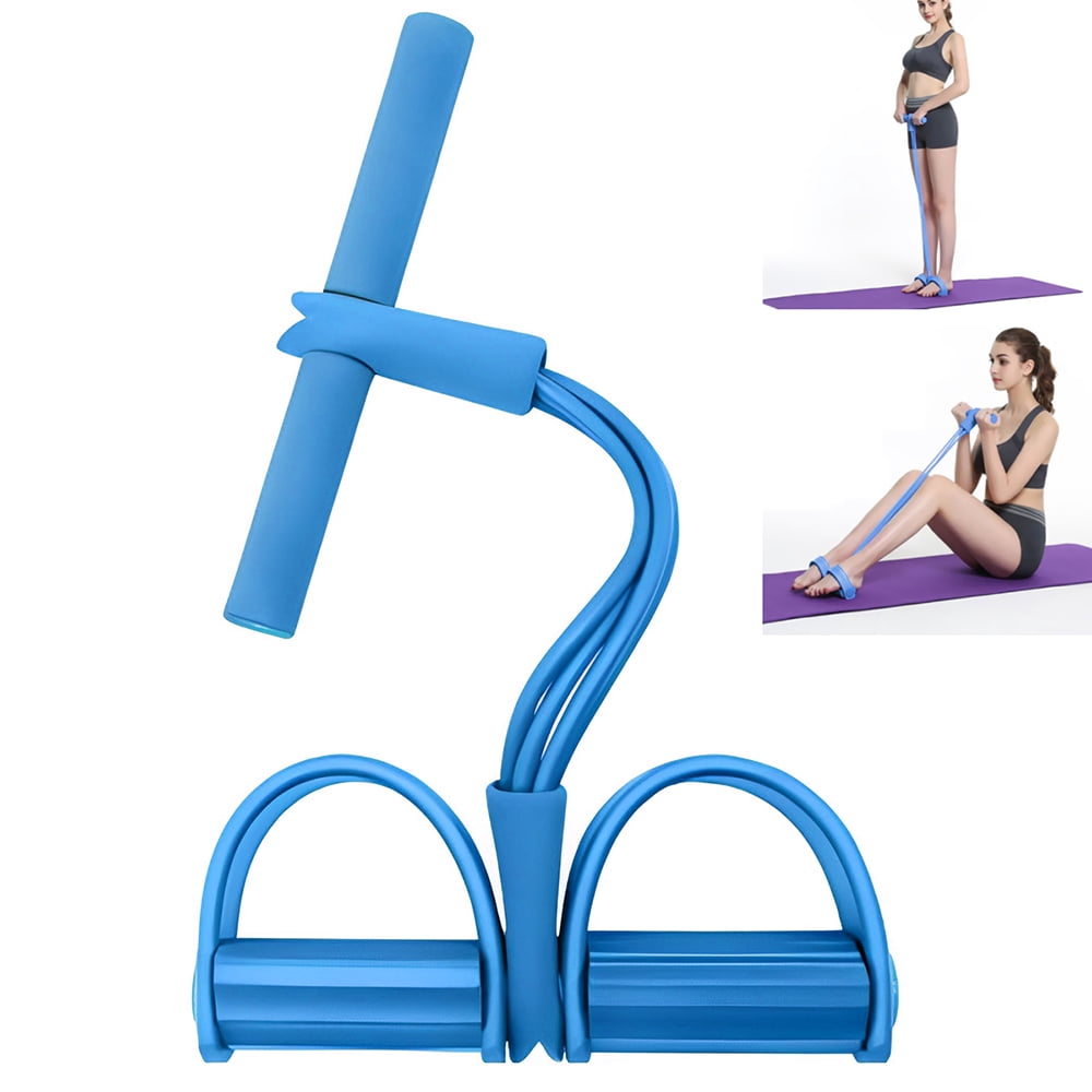 4 Tube Elastic Yoga Pedal Stretching Belt Latex Tension Rope Fitness ...