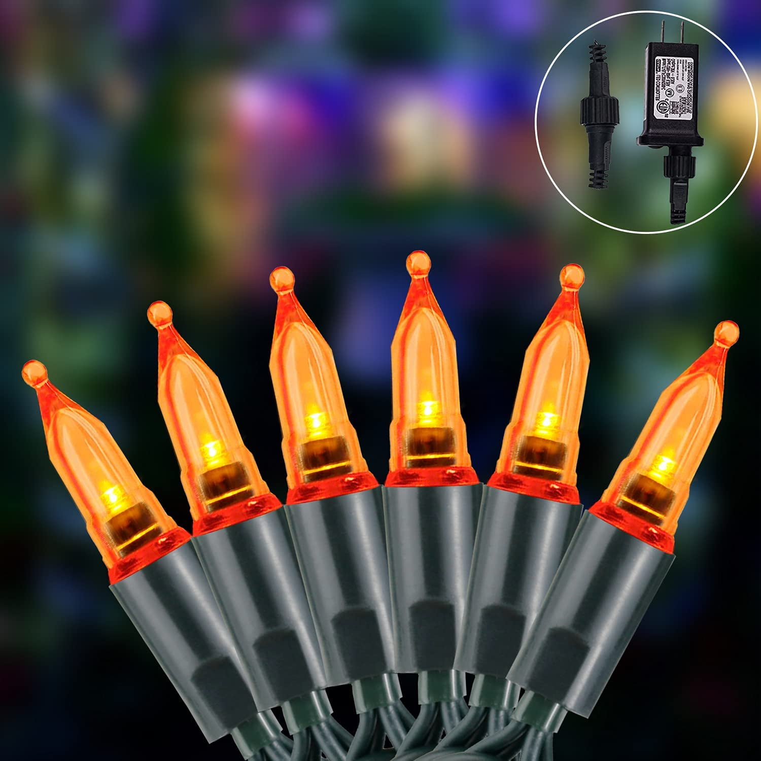 Oycbuzo 66Ft Halloween Orange String Lights Outdoor 150LED UL Certified ...