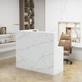FAMAPY Modern L-Shaped Office Reception Desk, White Front Counter with ...