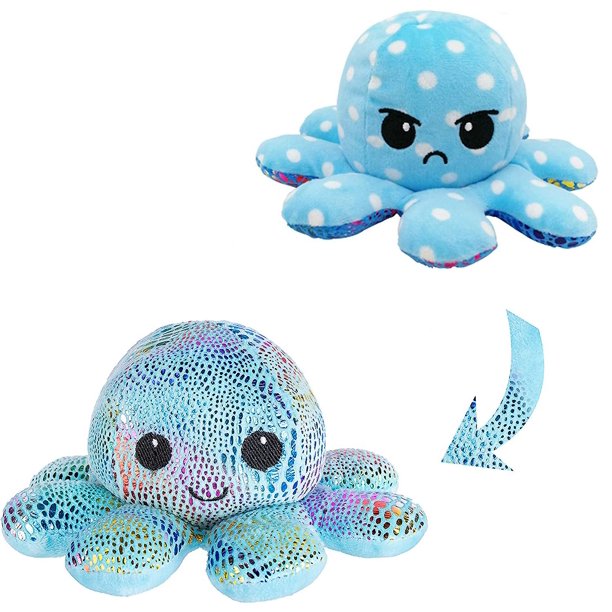 Glitter Octopus Stuffed Animal Reversible Octopus Plush Toy, Show Your ...