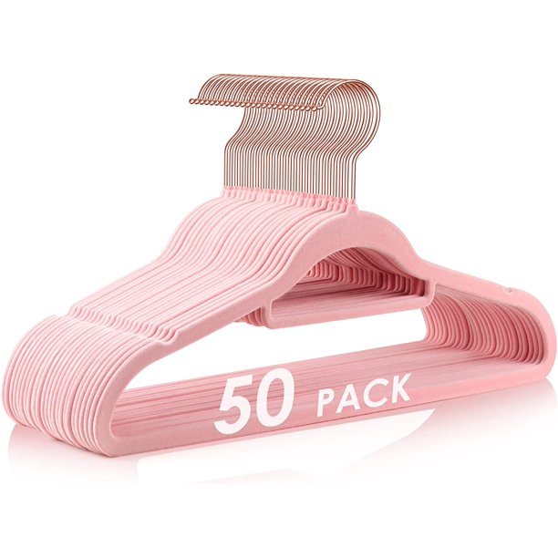 Velvet Hangers Non Slip Felt Hangers,50 Pack Pink Velvet Hangers ...