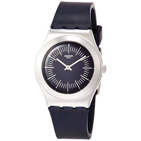 Swatch Womens Stainless Steel Quartz Watch with Rubber Strap, Blue, 20 ...