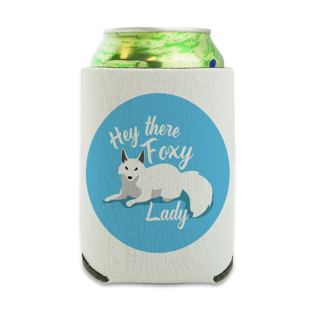 Hey There Foxy Lady White Fox Can Cooler - Drink Sleeve Hugger ...