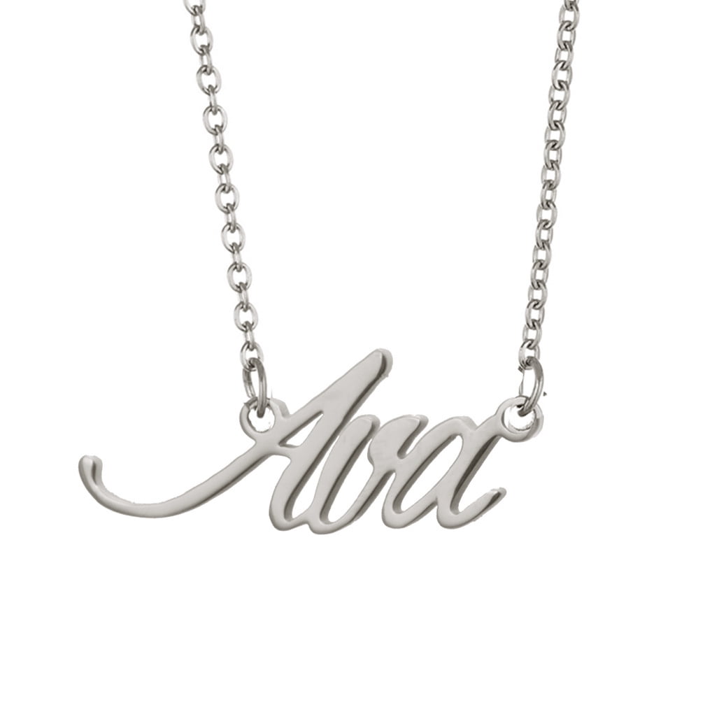 Huan Xun - Dangled Ava Name Necklace Initial Pendant Stainless Steel ...