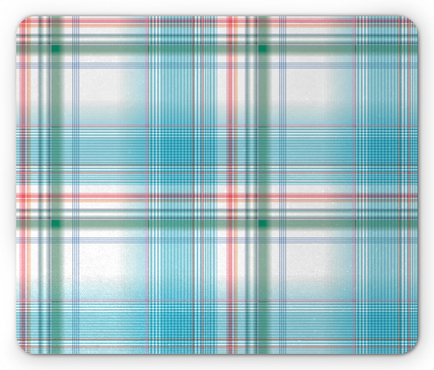 Checkered Mouse Pad, Pastel White Blue Checkered Pattern with Pink ...