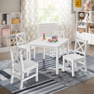 Buzz & Bloom Kids 4-Piece Wood Table Set - Walmart.com