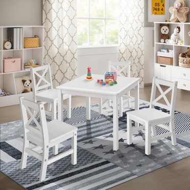 Buzz & Bloom Kids 4-Piece Wood Table Set - Walmart.com