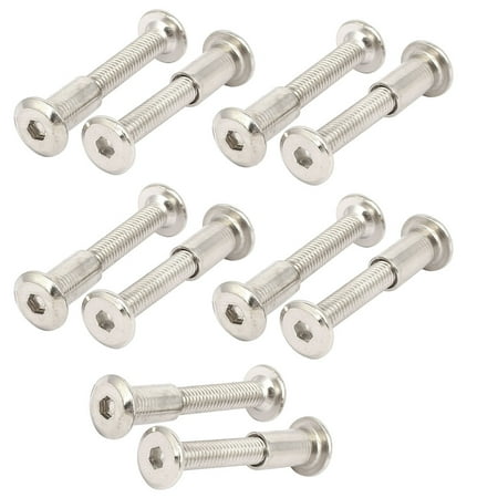 M6x35mm Male Thread Cupboard Hex Socket Head Screw Post Silver Tone ...