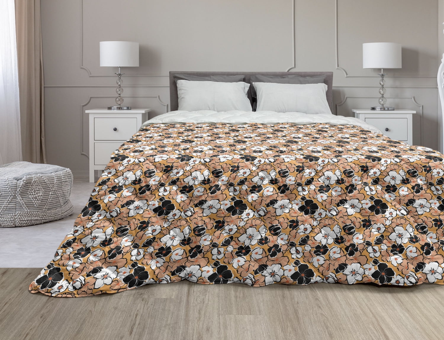 Abstract Surreal Down Alternative Comforter, Monochrome Style Leopard ...