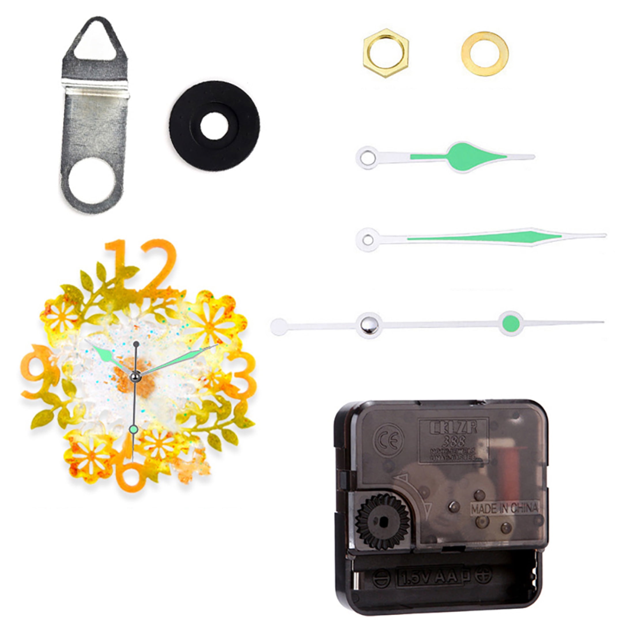 EUBUY DIY Clock Epoxy Resin Silicone Mold Arabic Numeral Flower ...
