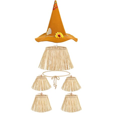 Compuye 7 Pieces Scarecrow Costume Set Include Raffia Scarecrow Straw ...