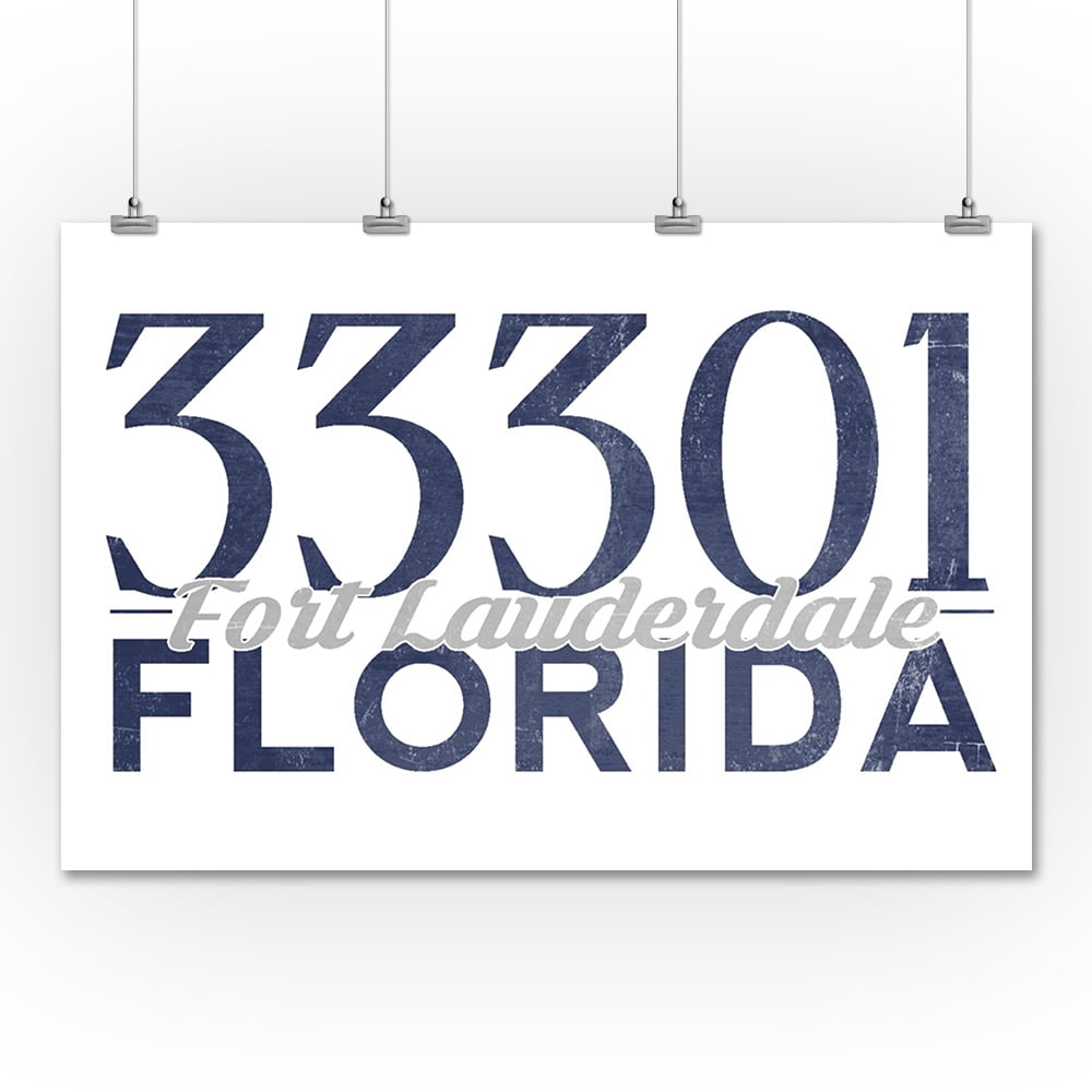 Fort Lauderdale, Florida - 33301 Zip Code (Blue) - Lantern Press ...