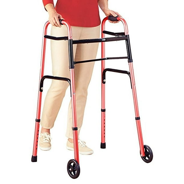 Lumex 716270R-1 Everyday Walker with 5' Wheels, Dual Release, Red ... Lumex 716270R-1 Everyday Walker with 5' Wheels, Dual Release, Red ...