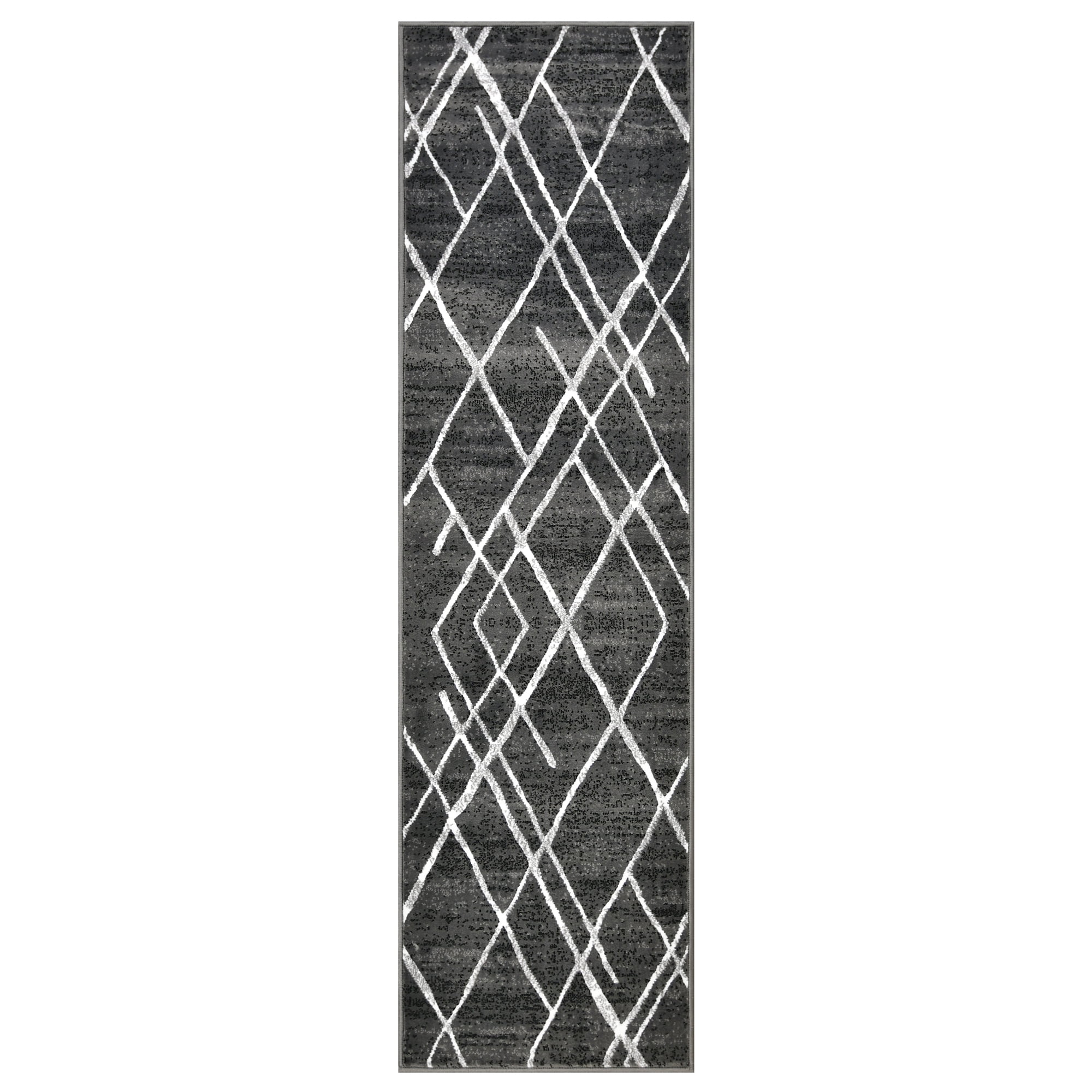 Allstar Rugs 2' 0" x 6' 11" Grey Modern Abstract Themed Polypropylene ...