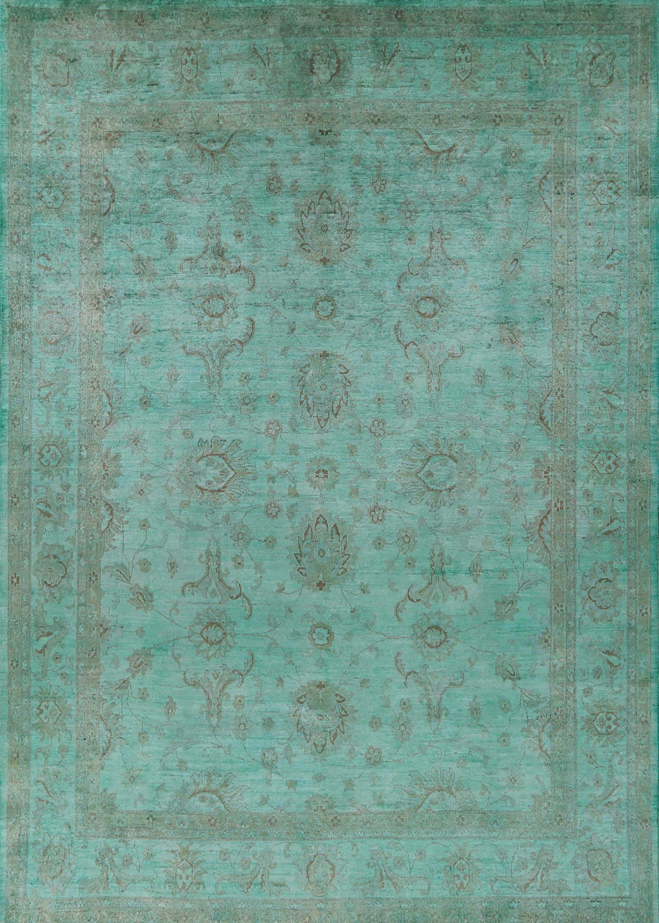 Ahgly Company Indoor Rectangle Mid-Century Modern Green Oriental Area ...