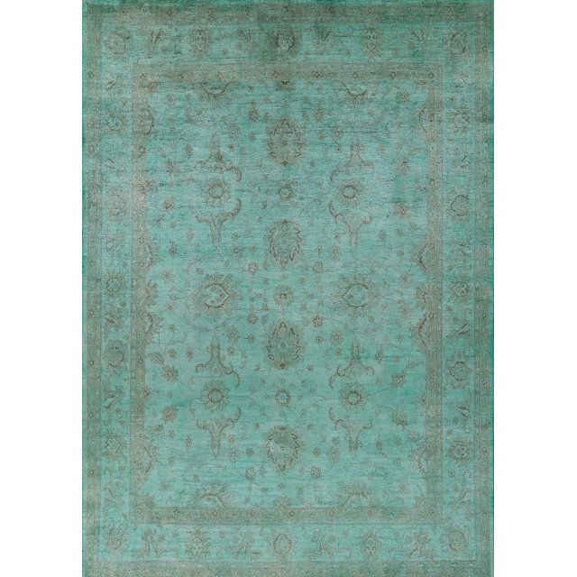 Ahgly Company Indoor Rectangle Mid-Century Modern Green Oriental Area ...