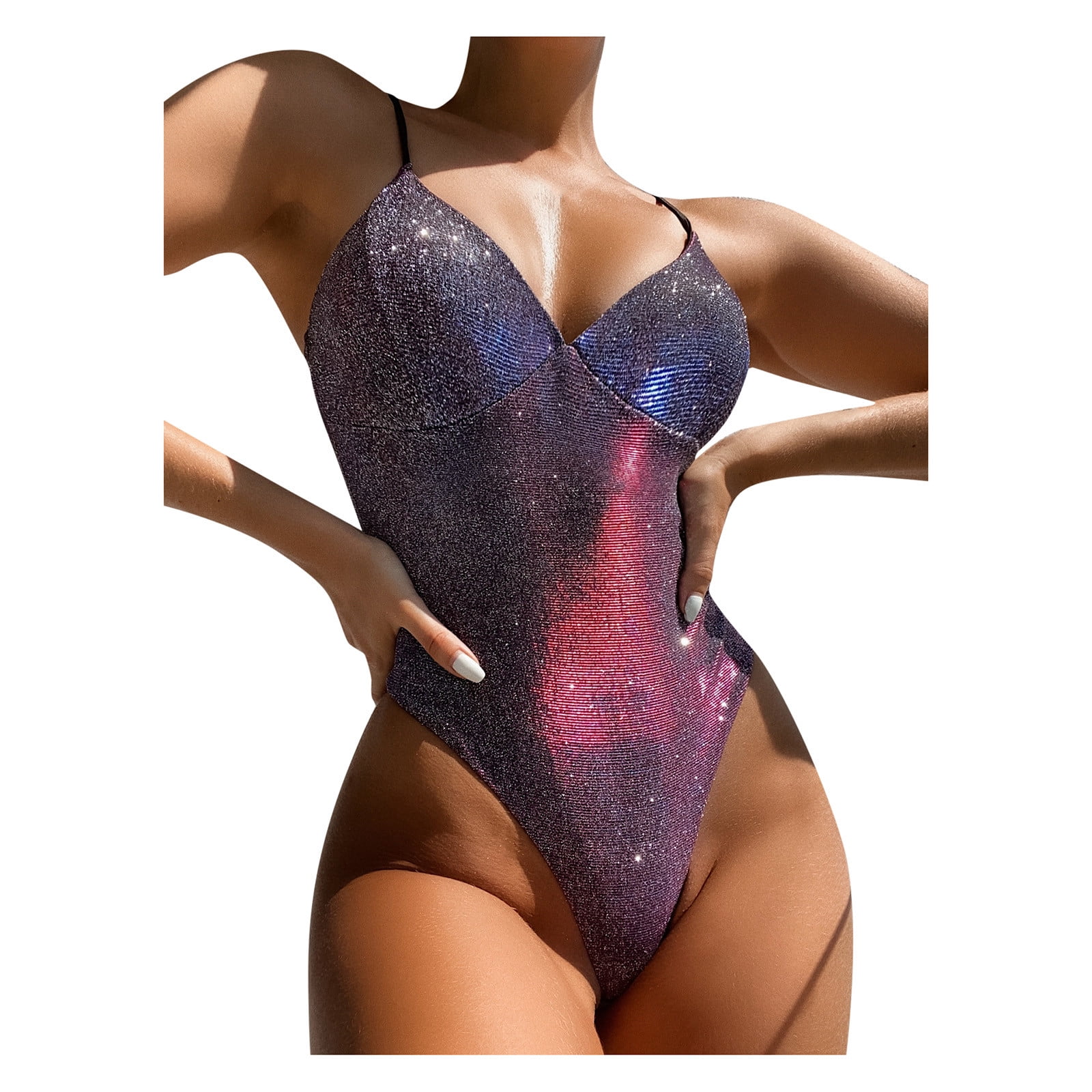 Calafebila 2023 Y2k Vibe Sexy Women Bikini Solid Splicing Swimwear One
