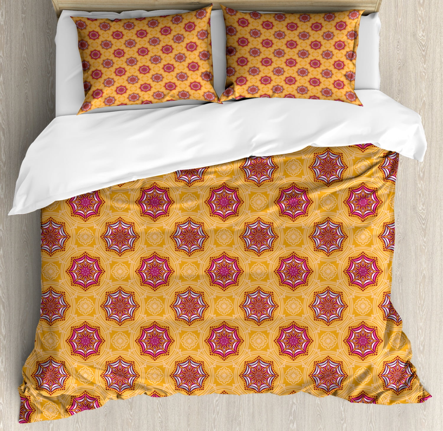 Ethnic Duvet Cover Set King Size, Tribal Composition of Flowers ...