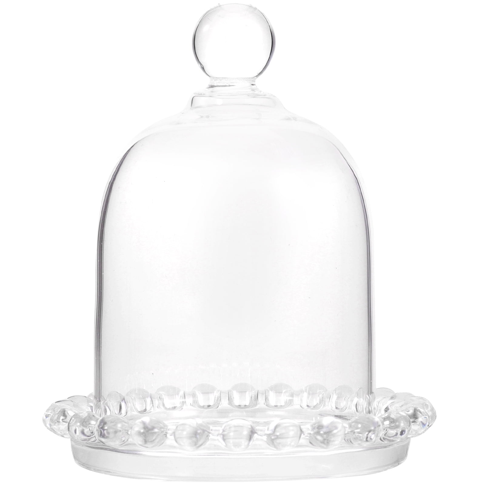 Bestonzon Small Glass Cake Tray with Dome Desktop Cupcake Holder ...