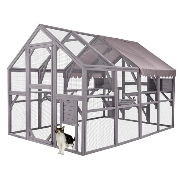 Extra Large Catio Outdoor Cat Enclosure 110 inch Outside Cattery with ...