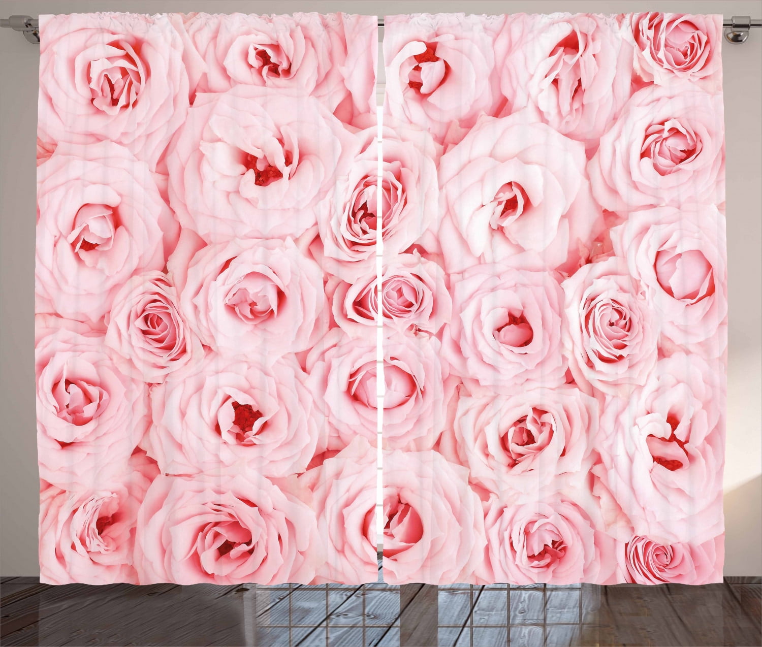 Rose Curtains 2 Panels Set, Sweet Fresh Garden Scenic Seasonal Yard ...