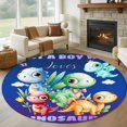 8ft Round Rug Funny Dinosaur Area Rugs for Living Room Bedroom Washable ...