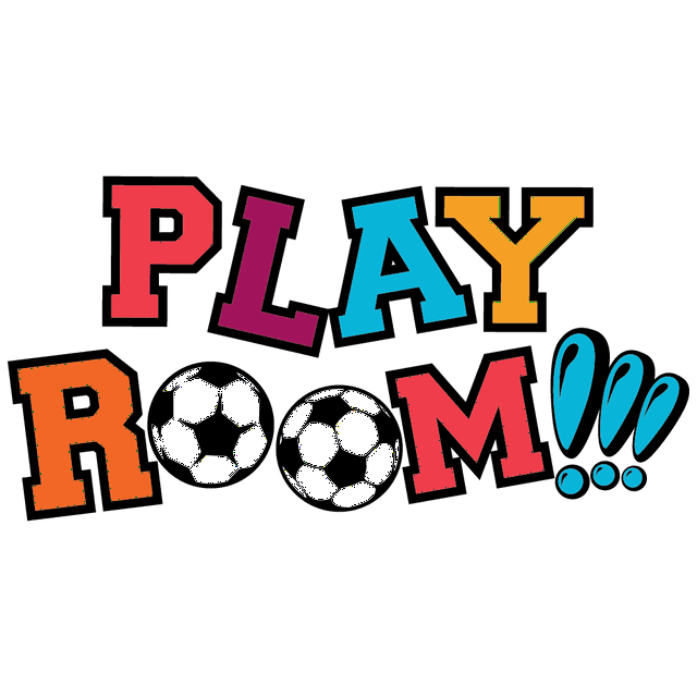 Playroom Logo with Soccer Balls Colorful Design Vinyl Wall Decal ...