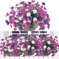 50 Bundles Artificial Petunia Flowers, Weather Resistant Outdoor Faux ...