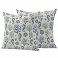Blue Ocean Coral Seahorse Shell Waterproof Throw Pillow Covers Set of 2 ...
