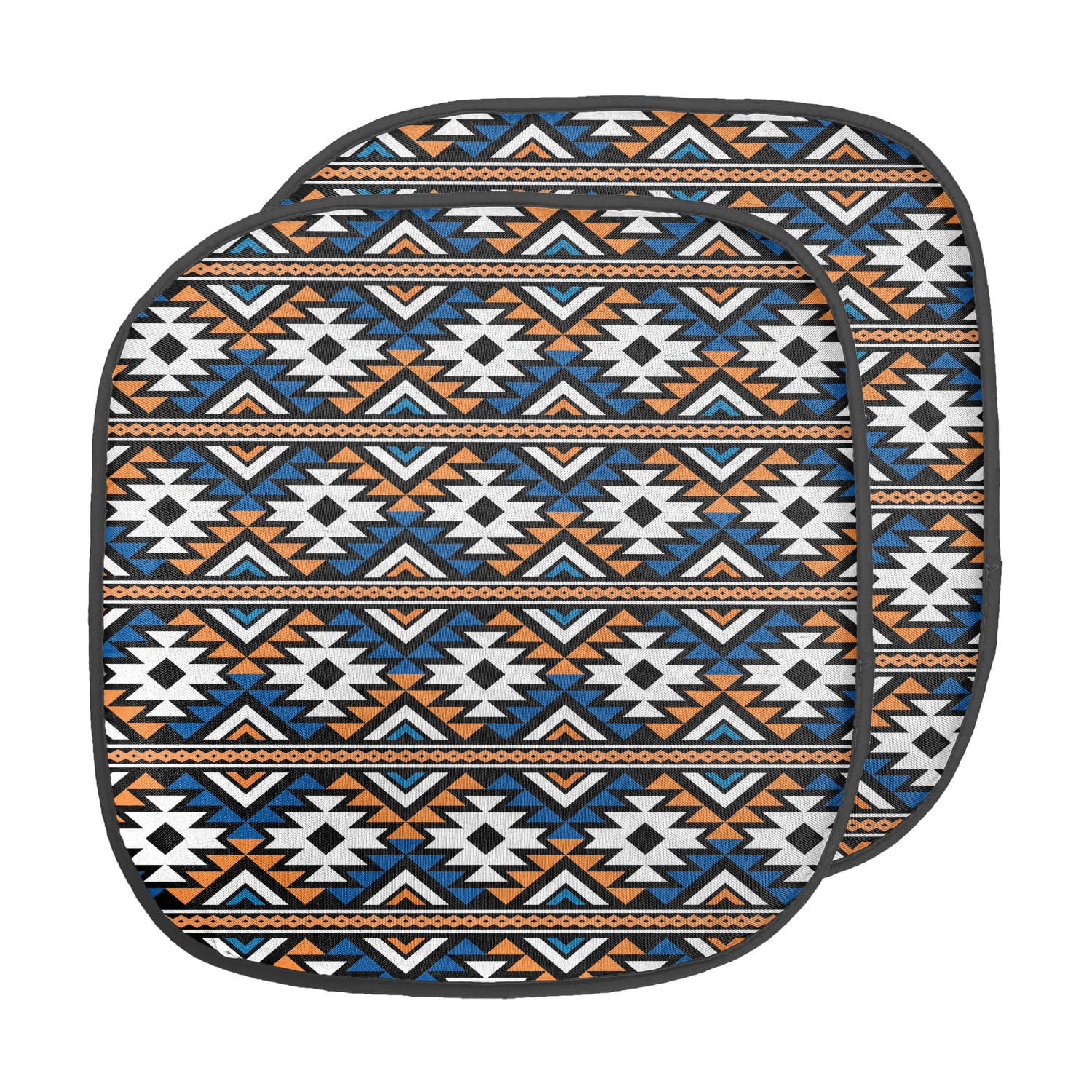 Boho Chair Seating Cushion Set of 2, Borders Seamless Geometrical ...