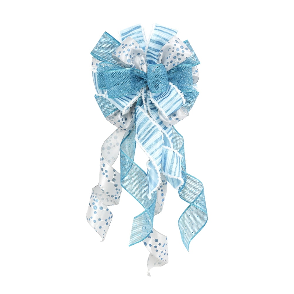 Christmas Tree Topper, 11.8 * 33.8 Inches Toppers Bow Mesh Streamer and ...