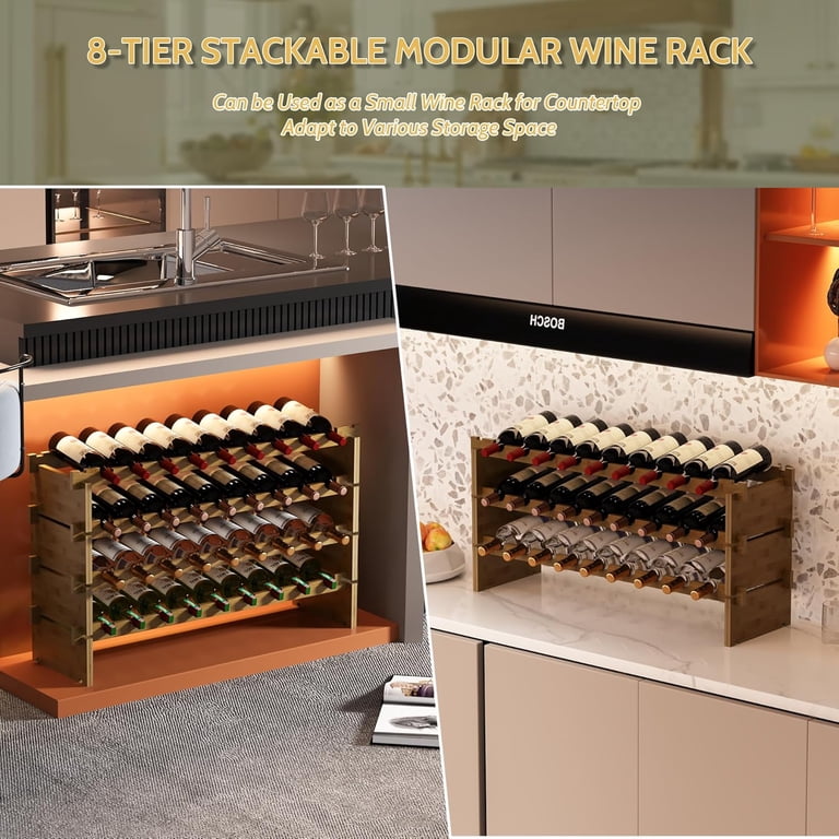 Wine Racks Countertop ICOHOT Stackable Wine Rack Countertop, Sturdy ...