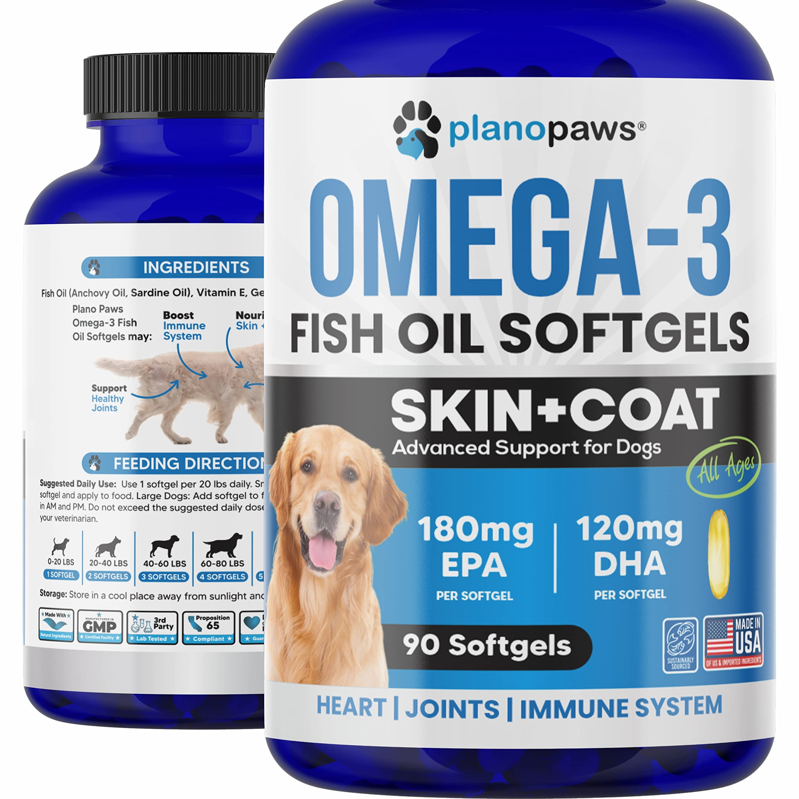 Suplemento de aceite de pescado Plano Paws Omega 3 para perros 240 ml ...