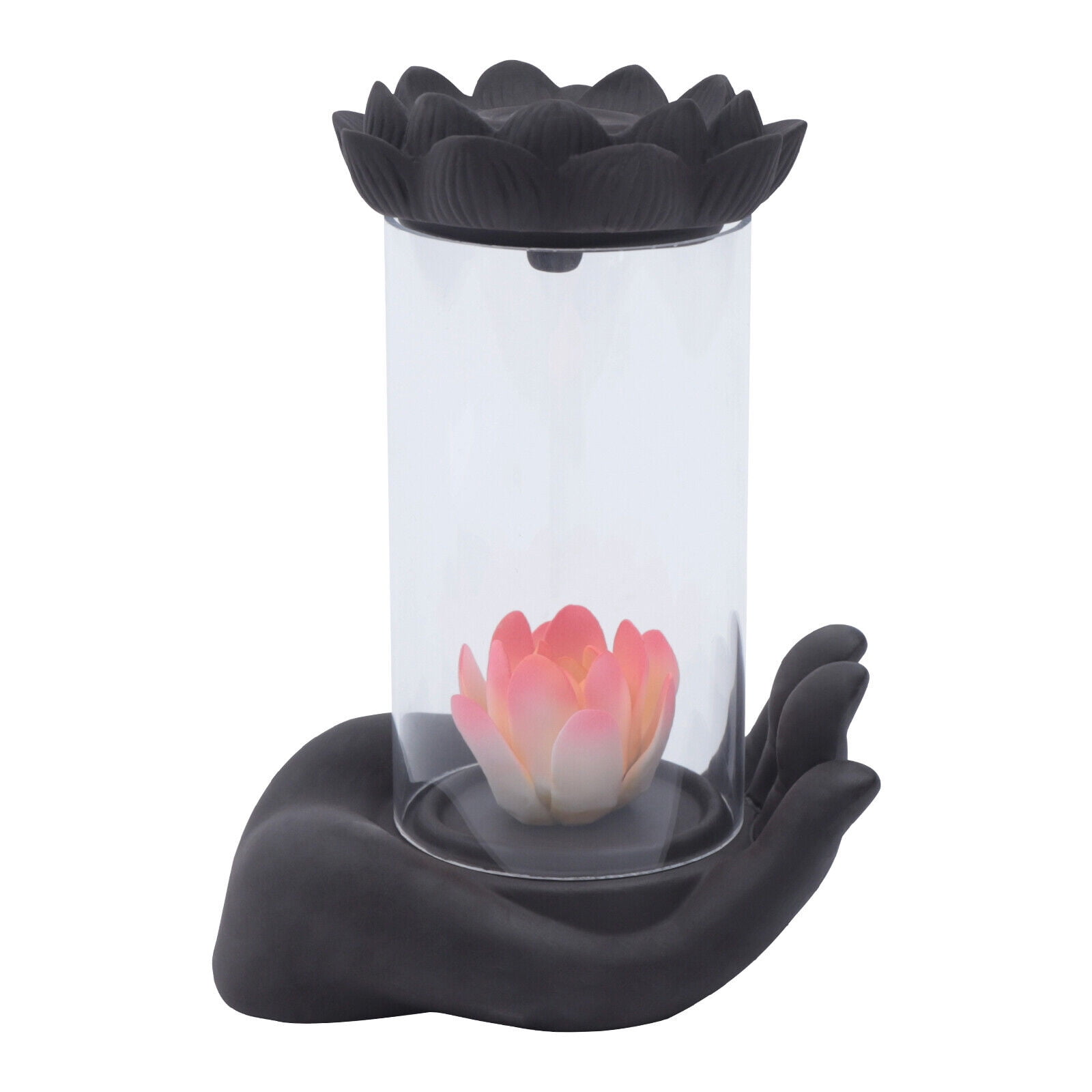 Windproof Back-flow Lotus Incense Burner LED Light Ball Ceramic Censer ...