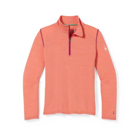 Smartwool Kids' Classic Thermal Merino Base Layer 1/4 Zip, Sunset Coral ...