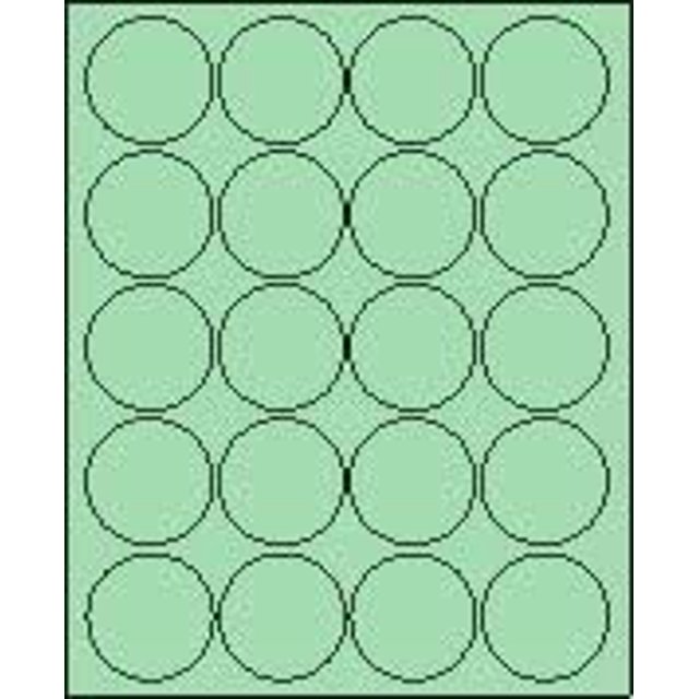 2" Round Pastel Green Labels for Laser / Inkjet Printers, 20 Labels Per ...