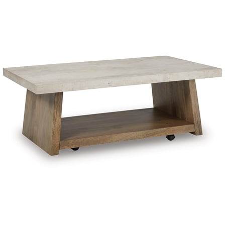 Ashley Signature Design Marion Round Wood Coffee Table with 4 Faux ...