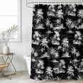 Black Retro Tropical Shower Curtain, Palm Trees Old Newspapers Summer ...