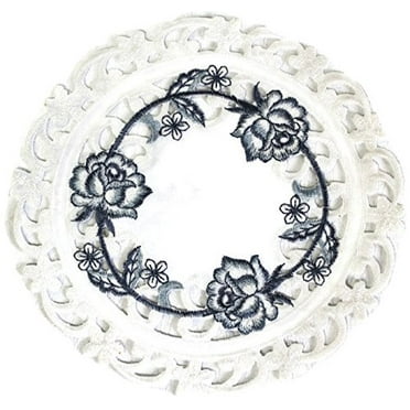 Doily Boutique Round Doily or Placemat with Victorian Blue Roses on ...