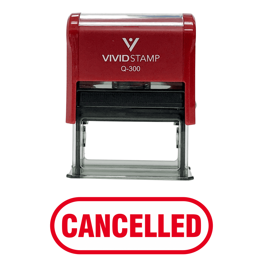 CANCELLED Button Border Office Self-Inking Office Rubber Stamp (Red ...