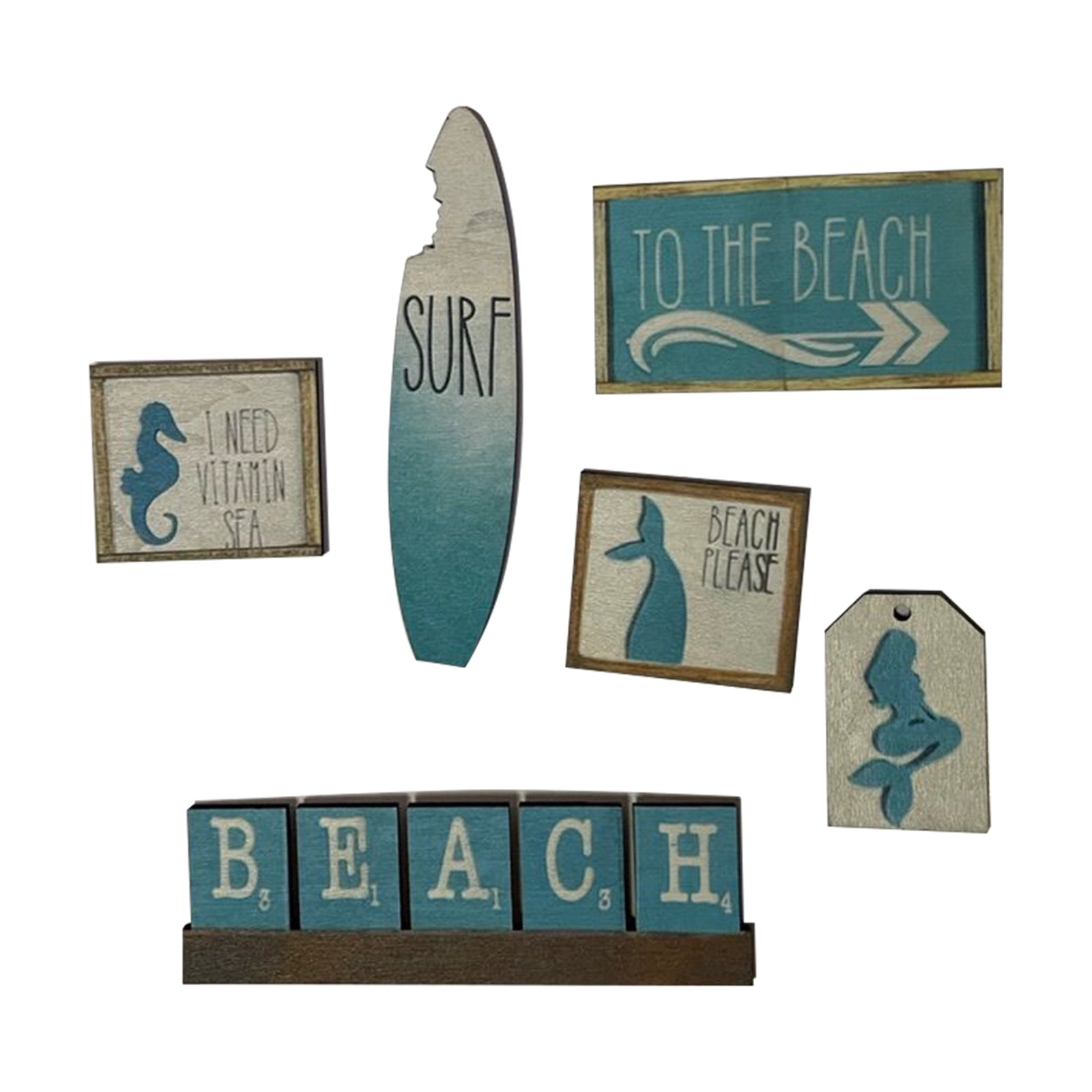 Summer Beach Tiered Tray Decor Set Farmhouse Ocean Wood Sign Rustic ...