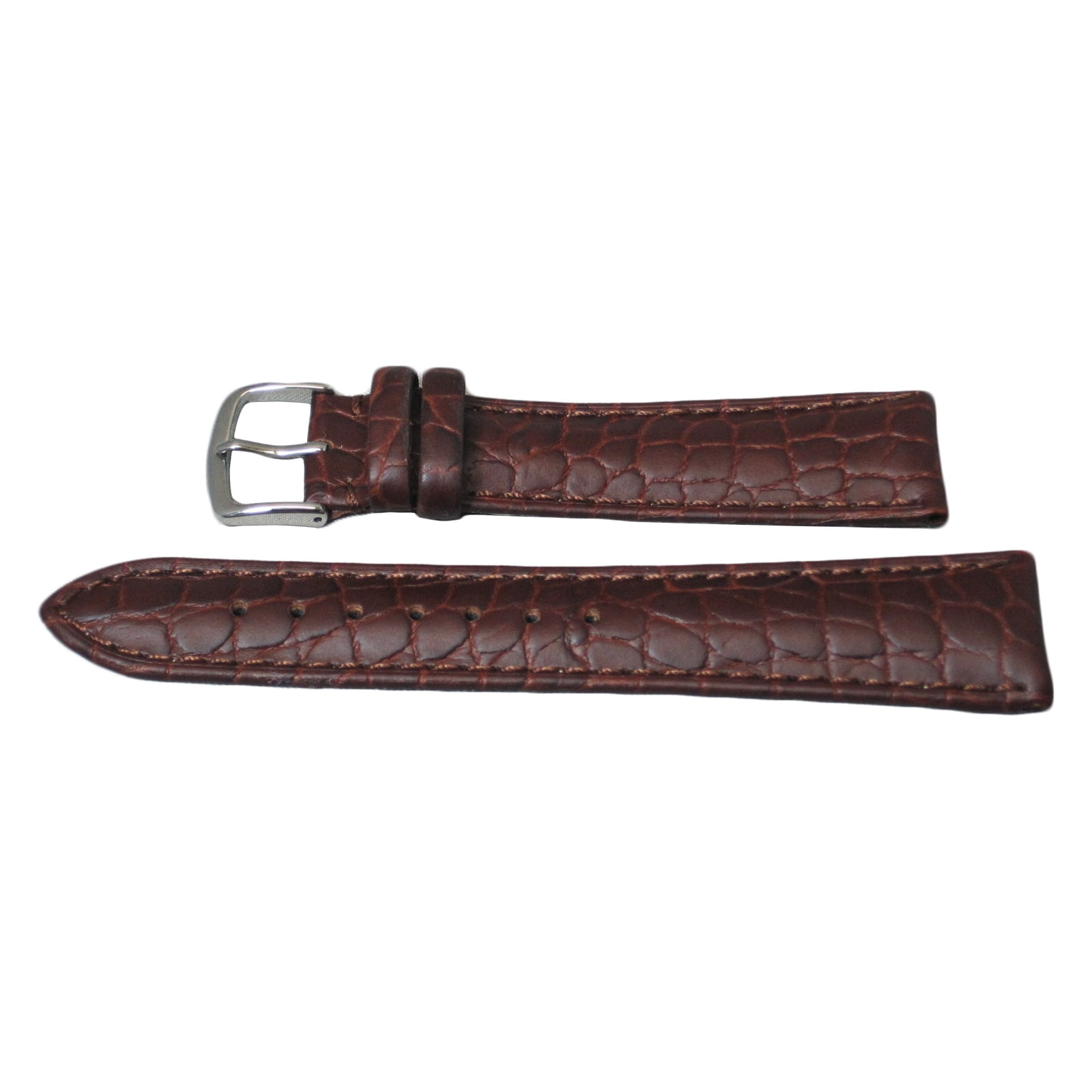 Matte Grain Genuine Leather Watch Strap with Stitched Trim - Walmart.com